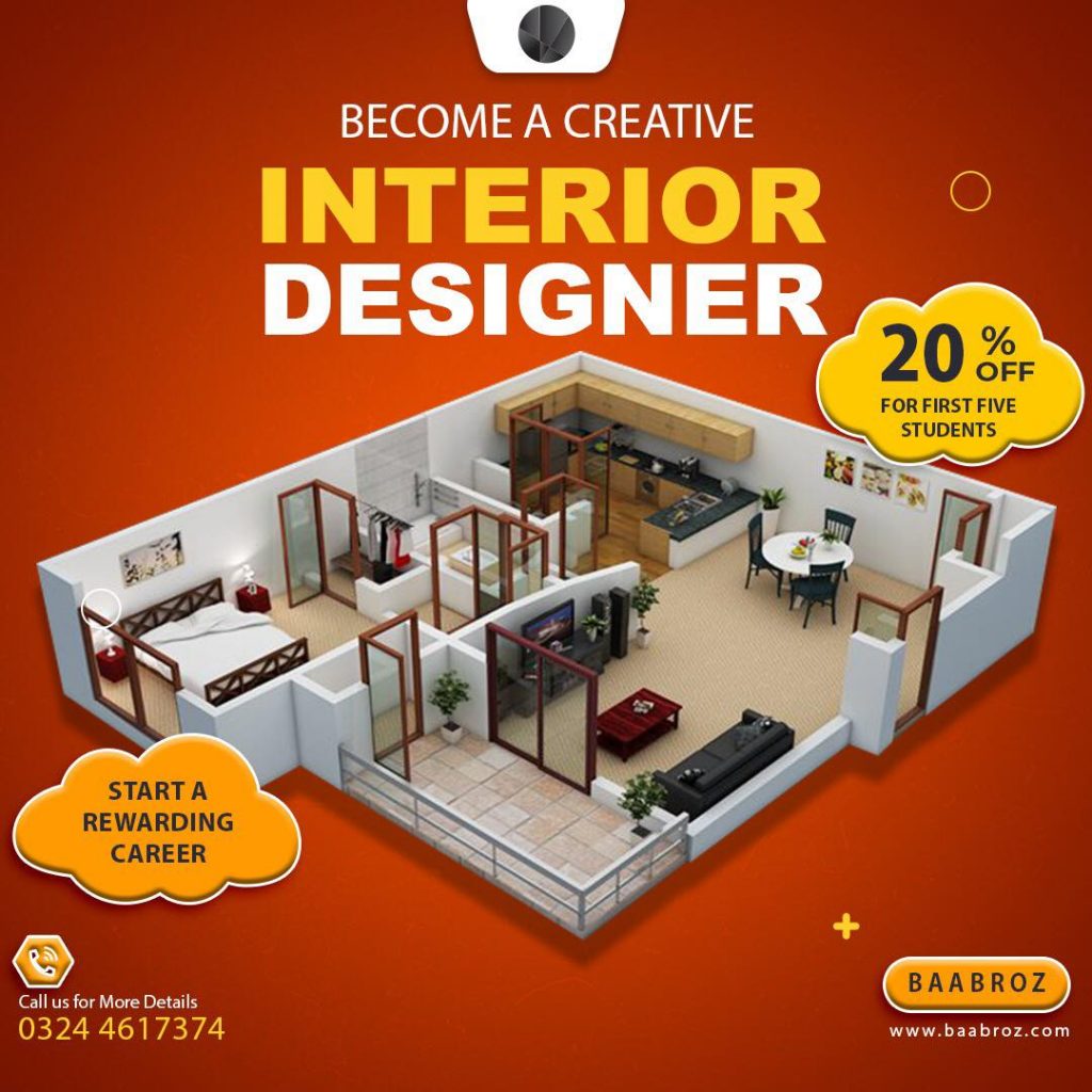 Learn interior designing, AutoCAD and 3Ds Max - Baabroz